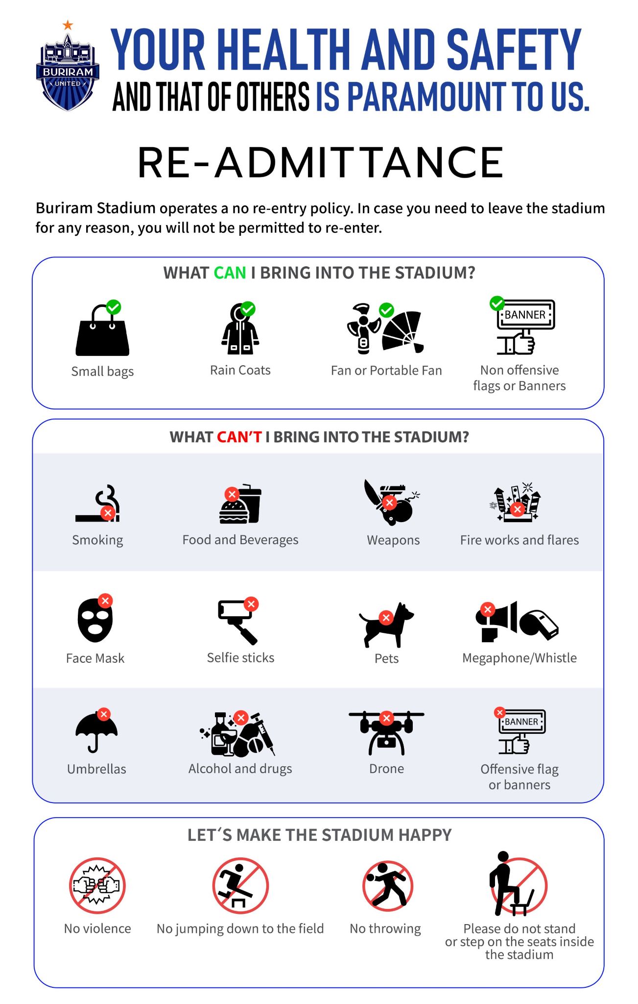 Buriram United › Stadium Rules